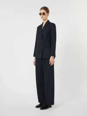 Max Mara Wide Leg Wool Crepe Trousers