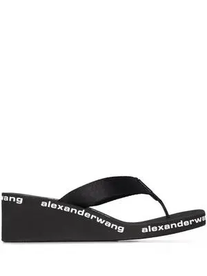 Alexander Wang Logo-print Wedge Flip Flops