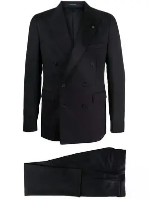 Tagliatore Brooch-detail Double-breasted Suit - Blue