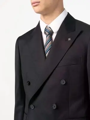 Tagliatore Brooch-detail Double-breasted Suit - Blue