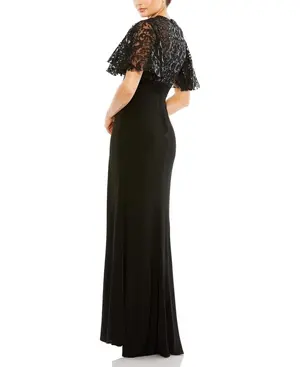 Mac Duggal Embellished Butterfly Sleeve Gown