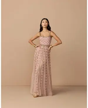 Mac Duggal Sleeveless Embellished A-line Gown - Rose