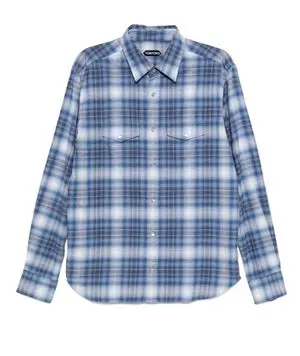 TOM FORD Check-pattern Shirt - Blue