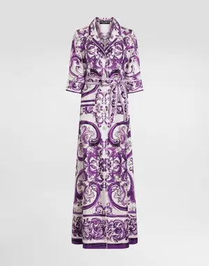 Dolce & Gabbana Long Majolica-print Silk Dressing Robe - Multicolor