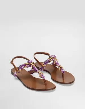 Dolce & Gabbana Majolica-print Twill Flip-flops - Multicolor