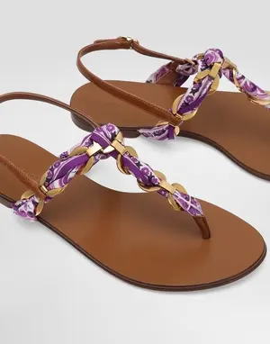 Dolce & Gabbana Majolica-print Twill Flip-flops - Multicolor