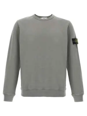 Stone Island Logo Badge Cotton Sweatshirt - Gray