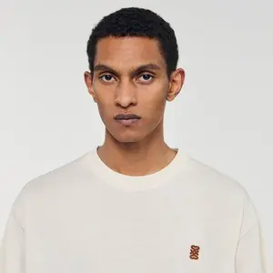 Sandro Leather Logo T-shirt - Butter Cream
