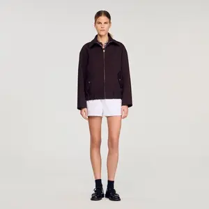 Sandro Oversized Jacket With Long Sleeves And Zip Fastening