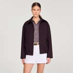 Sandro Oversized Jacket With Long Sleeves And Zip Fastening