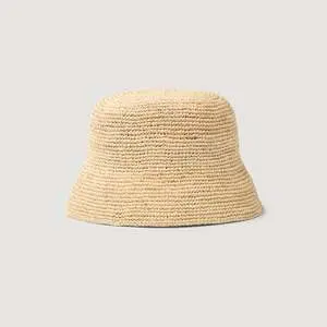 Sandro Raffia Crochet Bucket Hat - Natural