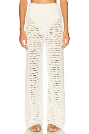LESET Lucy Crochet Knit Pants - Creme