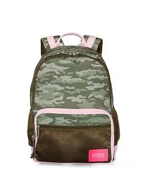 Pink Classic Canvas Backpack With Laptop Compartment - Print