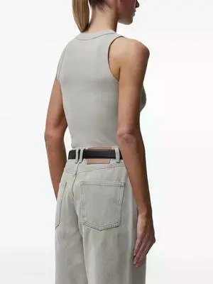 12 STOREEZ Ribbed Cotton Tank Top - Grey