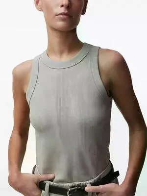 12 STOREEZ Ribbed Cotton Tank Top - Grey