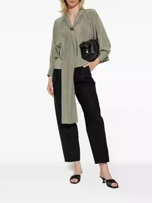 Max Mara Pleated Tie-neck Blouse - Brown