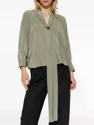Max Mara Pleated Tie-neck Blouse - Brown