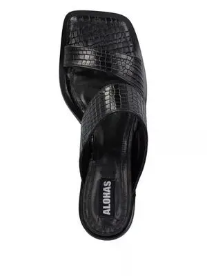 ALOHAS Gabin Crocodile-effect Block-heel Slides