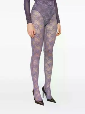 Alex Perry Floral Lace Tights - Purple