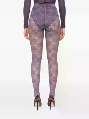 Alex Perry Floral Lace Tights - Purple