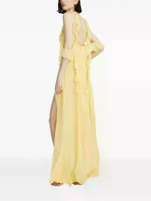 CELESTE Ruffled V-neck Maxi Dress