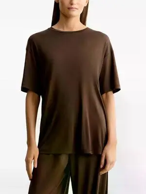 12 STOREEZ Round-neck Silk T-shirt - Brown