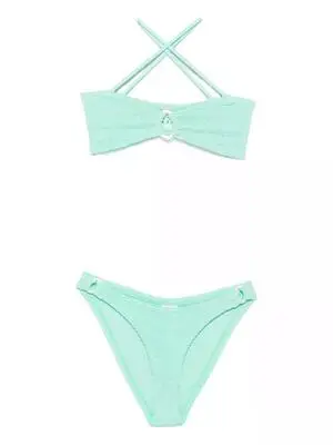 Hunza G Misty Crinkle Metallic Bikini - Green