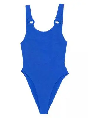 Hunza G Domino Hoop-Detail Swimsuit Blue