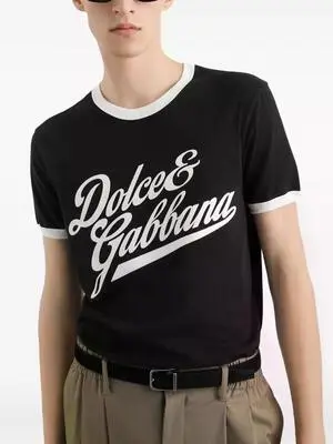 Dolce & Gabbana Cotton T-shirt With Flocked Print - Black