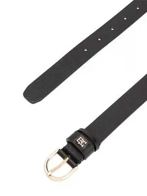 Tommy Hilfiger Logo-plaque Leather Belt - Black