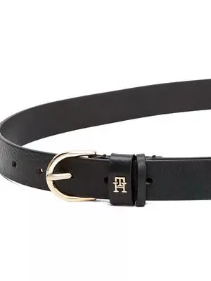 Tommy Hilfiger Logo-plaque Leather Belt - Black