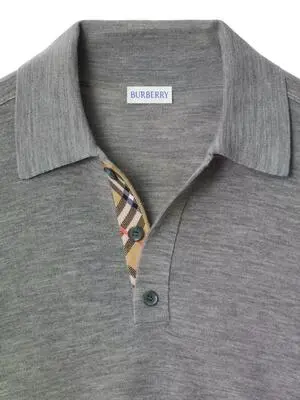 Burberry Long-sleeve Wool Polo Shirt - Grey