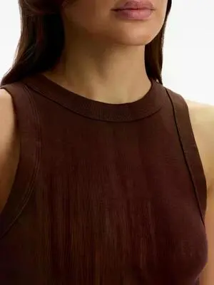 12 STOREEZ Ribbed Sleeveless Tank Top - Brown