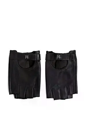 Karl Lagerfeld K/monogram Fingerless Leather Gloves