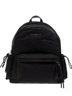 Emporio Armani Logo-plaque Quilted Backpack - Black