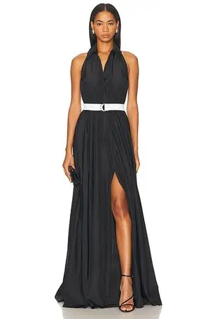 Norma Kamali Halterneck Gown With Optional Belt And Slit
