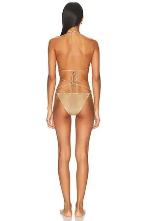 Norma Kamali Criss Cross Metallic Bikini Set