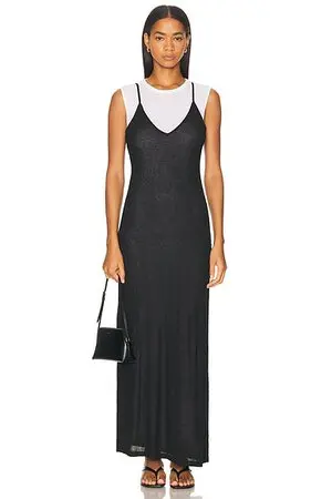 LESET Rozzi V Neck Muscle Maxi Dress