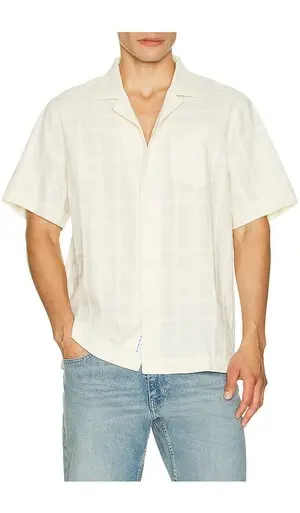 ORIGINAL PENGUIN Dobby Check Camp Shirt In Cream