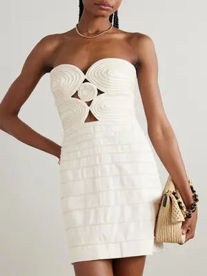 ANDRES OTALORA Linen Rope-trimmed Cutout Dress