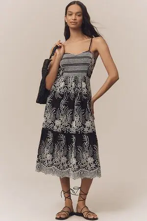 Women's Sleeveless Embroidered Midi Dresses