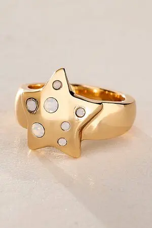 Free People Crystal Star Adorned Ring Gold