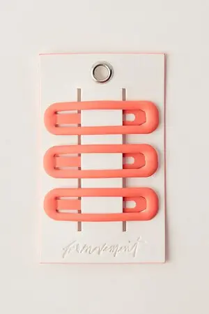 Free People Fresh Start Hair Clip Pack - Neon Coral