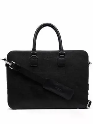 ASPINAL OF LONDON Mount Street Leather Laptop Briefcase - Black