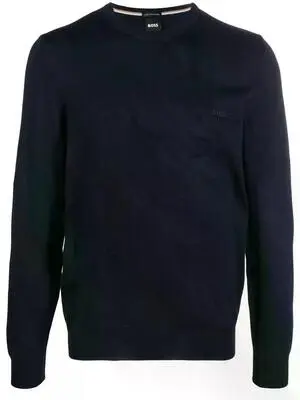 BOSS Crewneck Virgin Wool Jumper - Blue