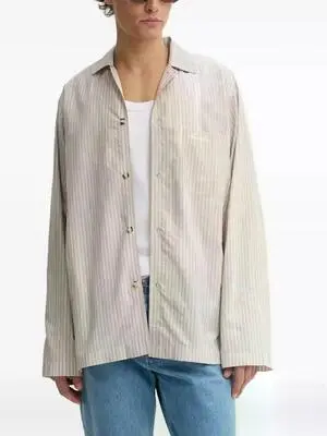 Nanushka Striped Logo-embroidered Shirt - Neutrals