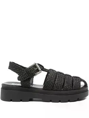 BIBI LOU Woven-texture Flat Sandals - Black