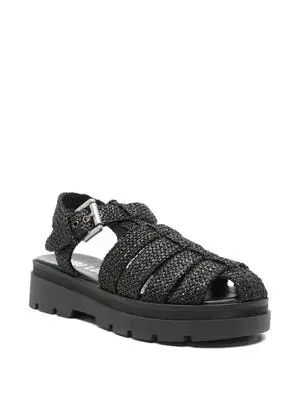 BIBI LOU Woven-texture Flat Sandals - Black