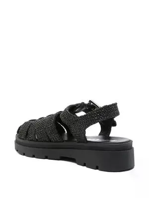 BIBI LOU Woven-texture Flat Sandals - Black