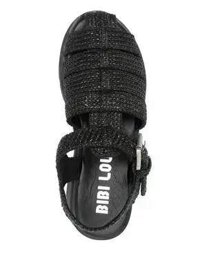 BIBI LOU Woven-texture Flat Sandals - Black